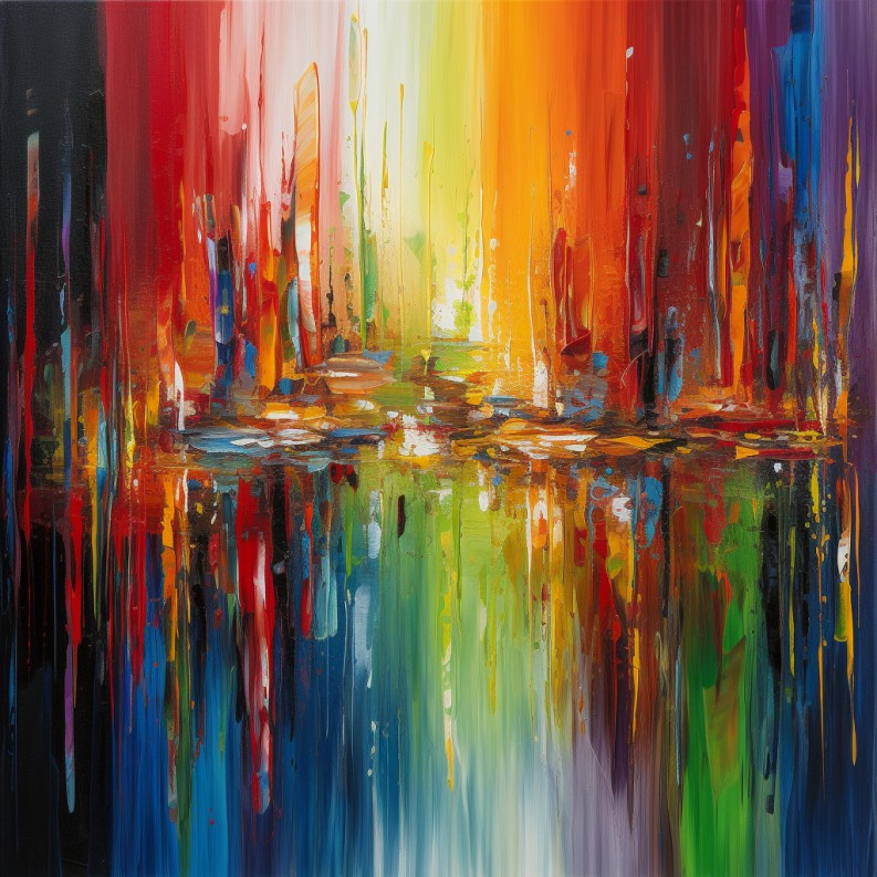 Abstract Schilderij Lange gekleurde strepen | Kunst voor in huis