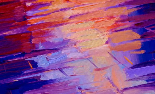 Abstract Schilderij modern met paarse strepen | Kunst voor in huis