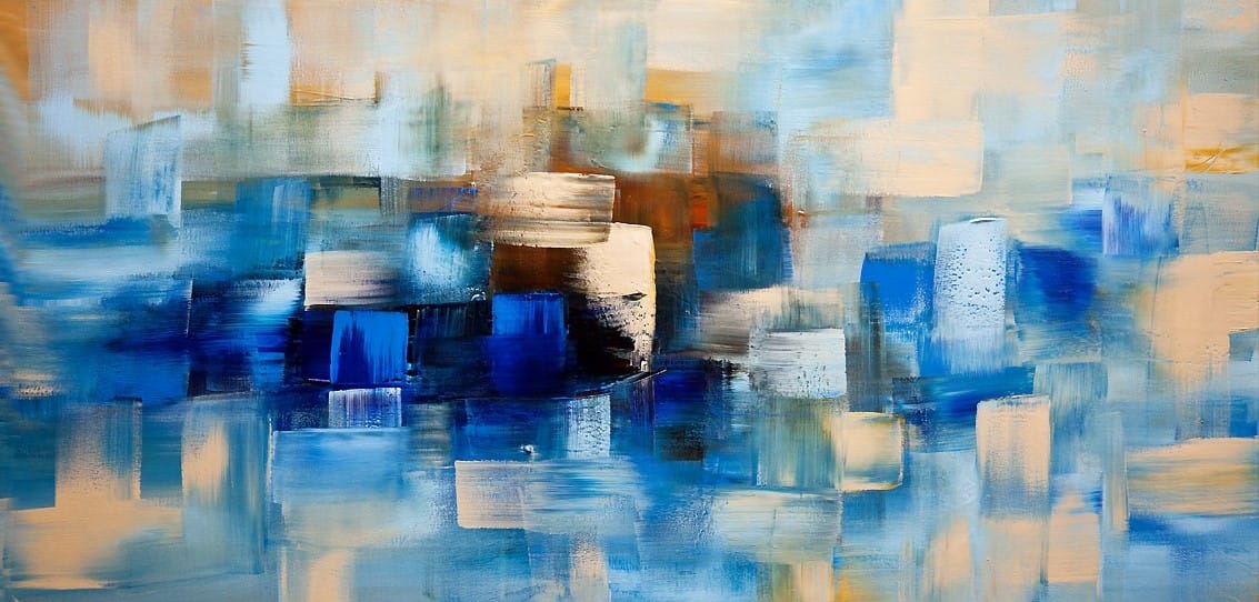 Abstract Schilderij blauw breed - Kopen | Kunst voor in huis