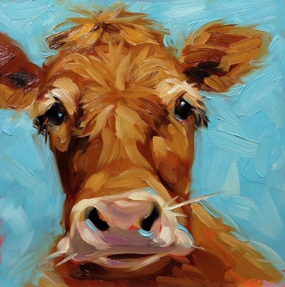 Schilderij Grappige koe - Te koop | Kunst voor in huis