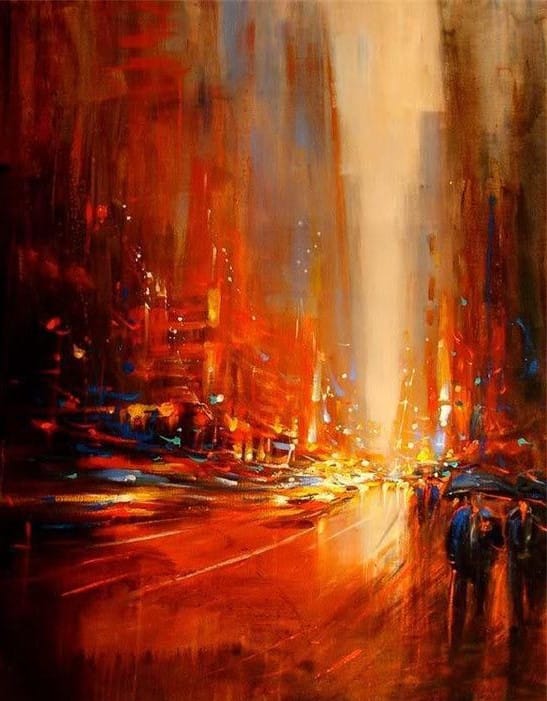 Abstract Schilderij stad van gisteren | Kunst voor in huis