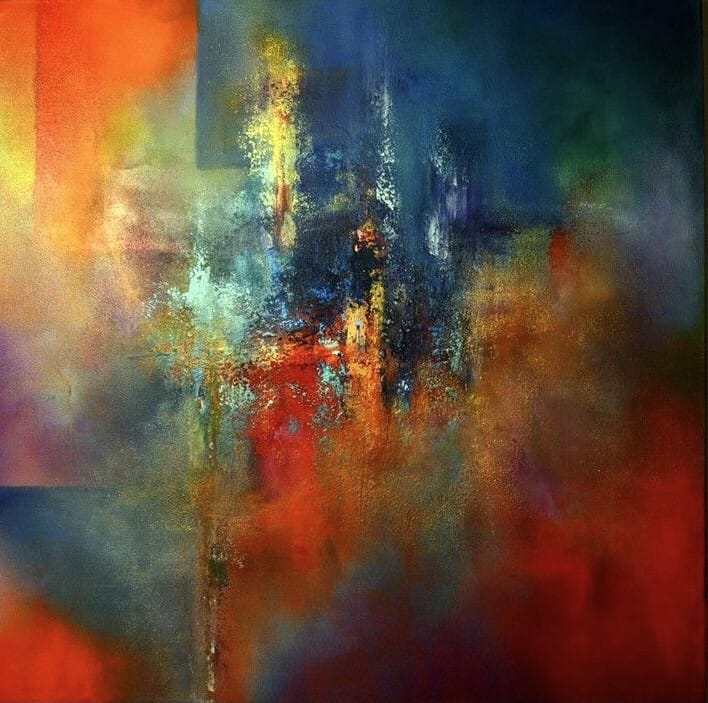 Schilderij abstracte zonnestorm 2 | Kunst voor in huis