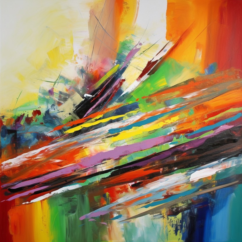 Olieverfschilderij schuine strepen - Te koop | Kunst voor in huis