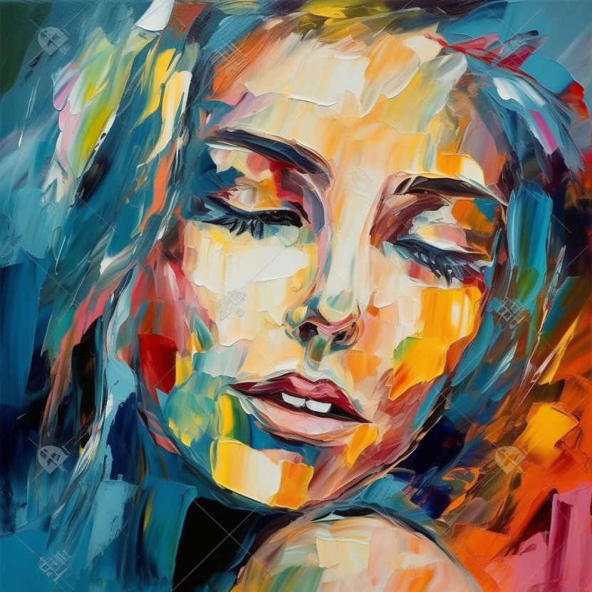 "Portret van Verfijning: Vrouw in Focus" Schilderij | Kunst voor in huis