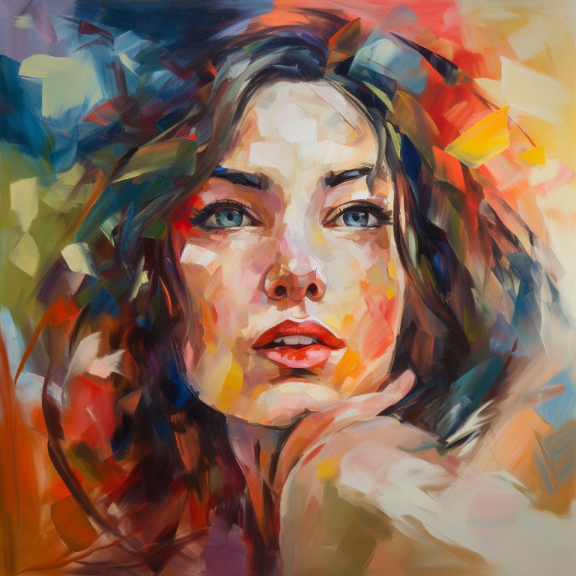 "Muse van Mysterie: Een Vrouwelijk Portret schilderij" | Kunst voor in huis