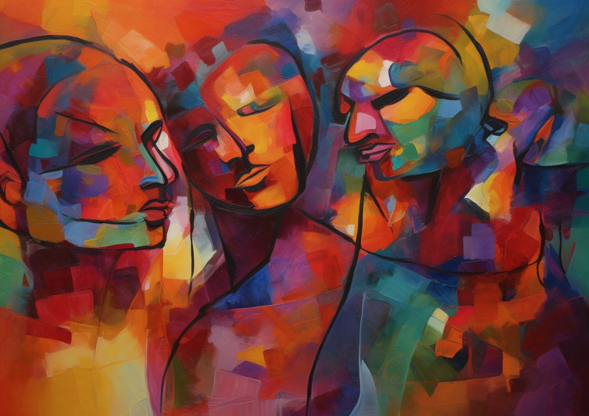 Abstracte Trio: Figuratieve Kunst met Abstracte Figuren | Kunst voor in huis